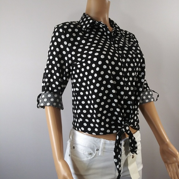 Love Notes | Tops | Love Notes Blk White Ploka Dots Blouse | Poshmark
